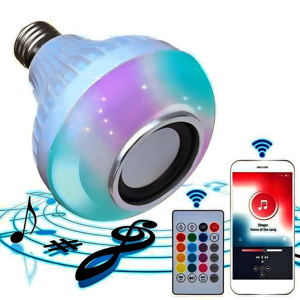 Jual Lampu Bohlam Speaker bluetooth wireless lampu music LED RGB plus ...