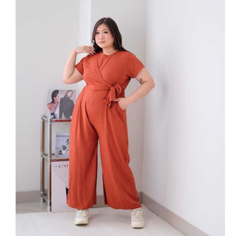 Jual Jumpsuit Sandra Lengan Pendek Rayon Cream Hitam Motif Garis Twill ...