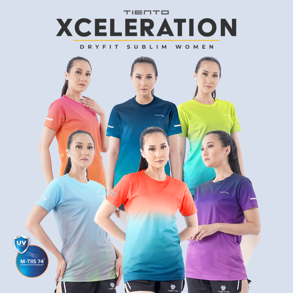 Jual Tiento Baju Olahraga Lari Jersey Running Wanita Anti UV Xceleration | Shopee Indonesia