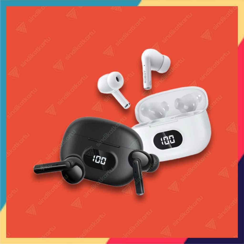 Jual ROBOT T70 | Wireless Earphone Airbuds TWS Deep Bass Bluetooth 5.3 ...
