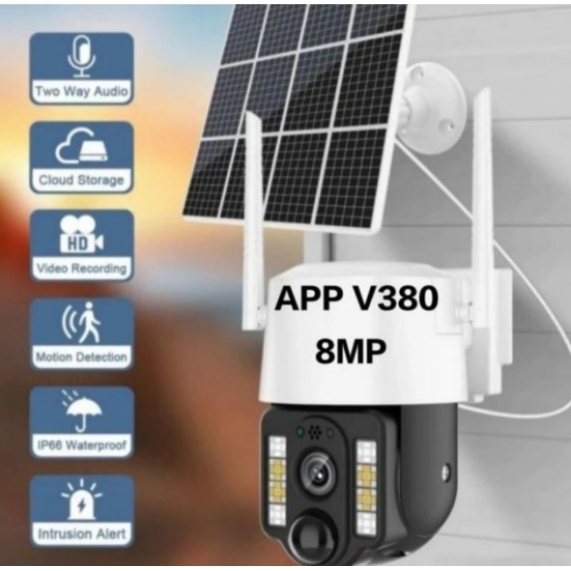 Jual CCTV IP OUTDOOR SOLAR VC3 APP V380 PTZ BATERAI CCTV CAMERA PTZ 8MP ...