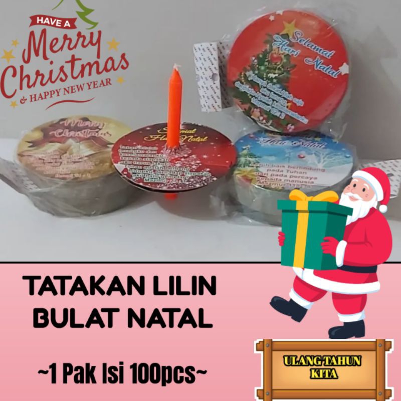 Jual (100pcs) Tatakan lilin natal, tatakan lilin Merry Christmas,Tatan ...