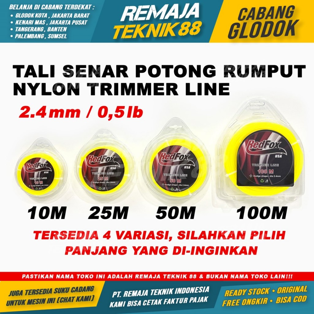 Jual TALI SENAR POTONG RUMPUT NYLON LINE TRIMMER PISAU REDFOX 0,5 LB 2. ...