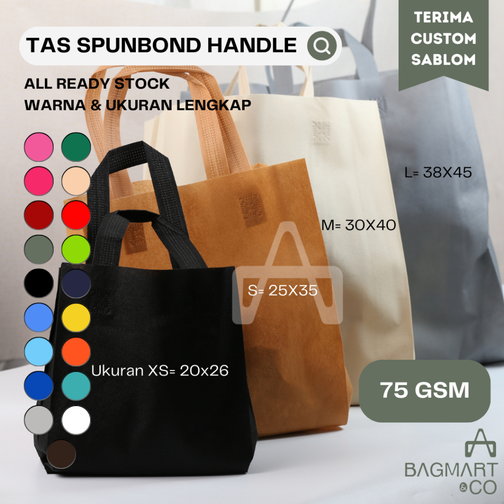 Jual ( 12 Pcs ) Tas Spunbond Goodie Bag Tote Bag Souvenir Hampers Belanja 20x26 25x35 30x40 ...