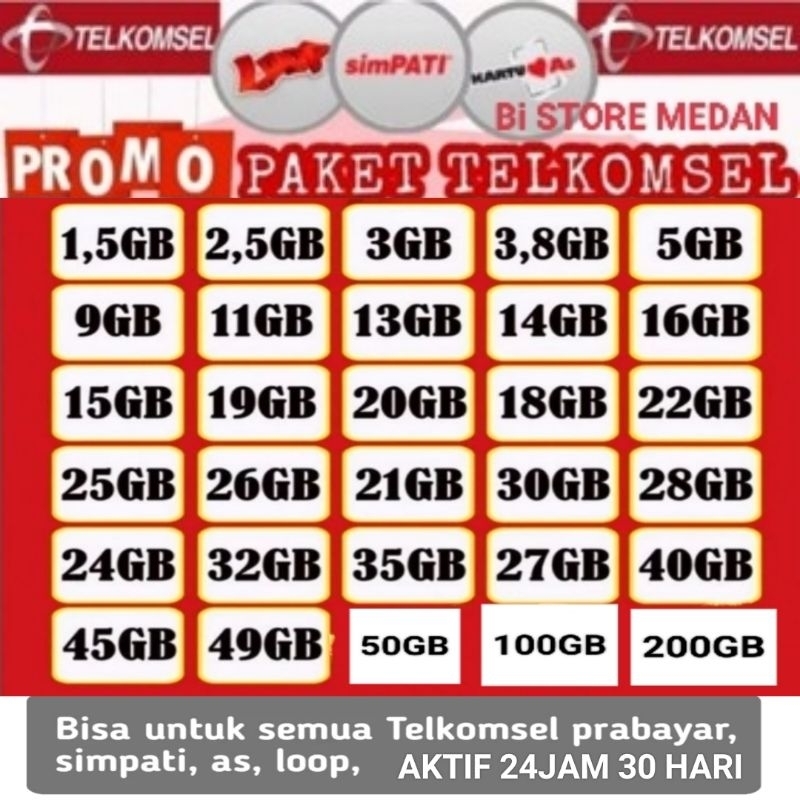 Jual PAKET DATA COMBO SAKTI TELKOMSEL AS LOOP 24JAM 30HARI TERMURAH | Shopee Indonesia