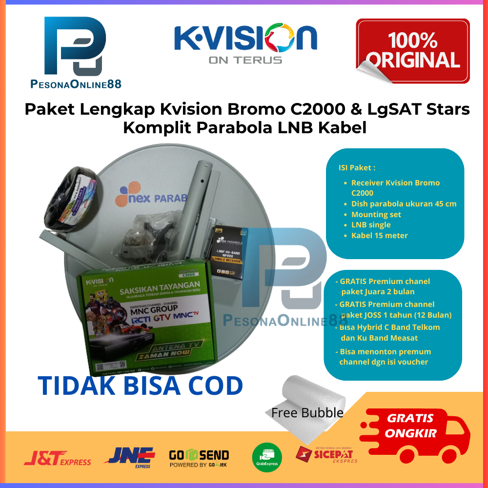 Jual Paket Lengkap Kvision Bromo C2000 & LgSAT Stars Komplit Parabola ...