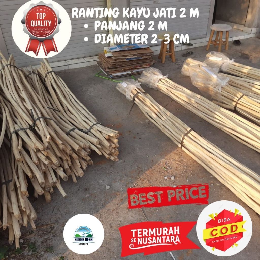 Jual Ranting Kayu Jati Kering 200 CM Bahan Atap Dekoratif Rustik ...