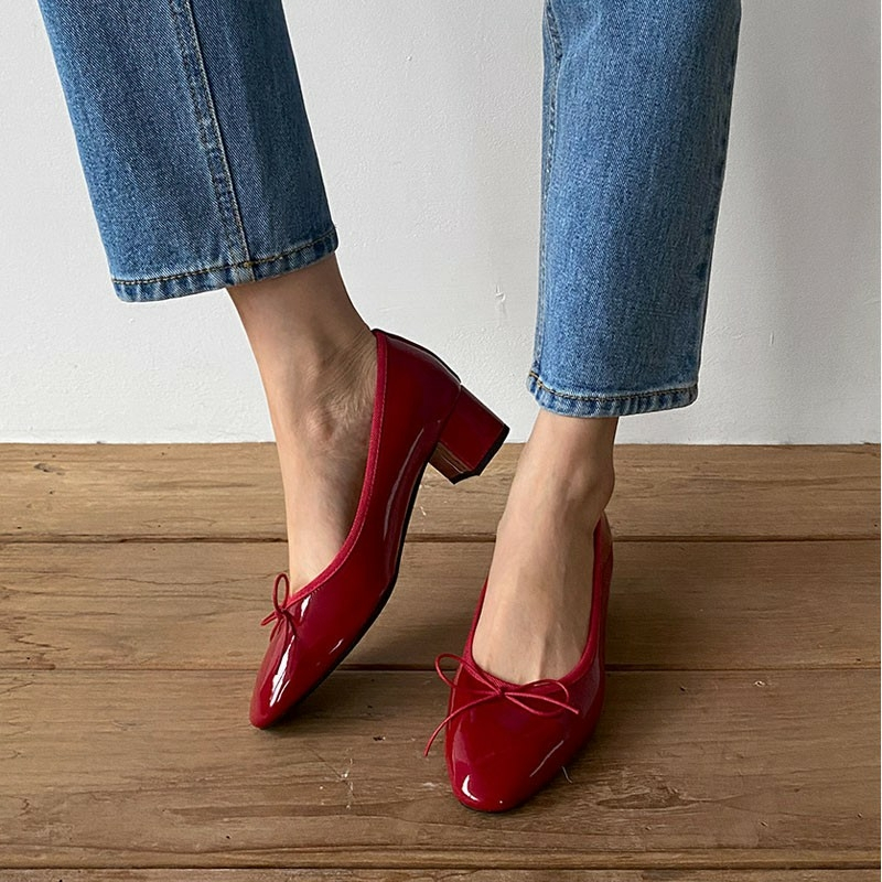 Jual SAPPUN Retive Enamel Ribbon Flat Shoes 4cm | Shopee Indonesia