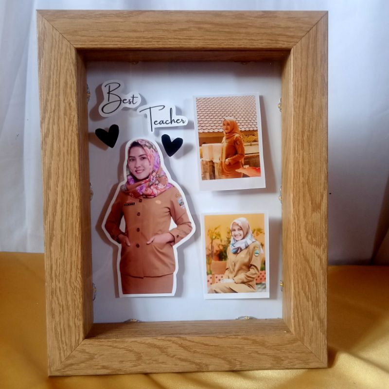 Jual kado hari guru scrapframe pigura 3d bisa custom free box | Shopee ...