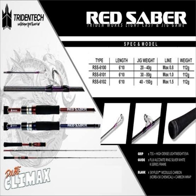 Jual JORAN Tridentech red saber PE 0,8 RSS-610-0 || joran casting dan jigging || joran bekas ...