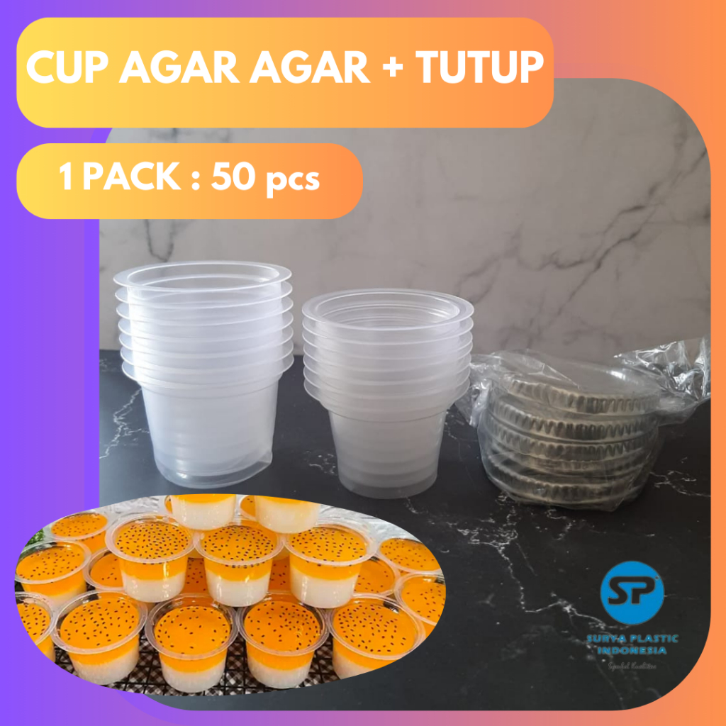 Jual CUP AGAR AGAR PLASTIK BENING + TUTUP | MERK SP | Shopee Indonesia
