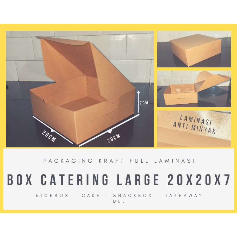 Jual DUS BOX CATERING 20X20 KRAFT LAMINASI DUS KATERING NASI KOTAK ...