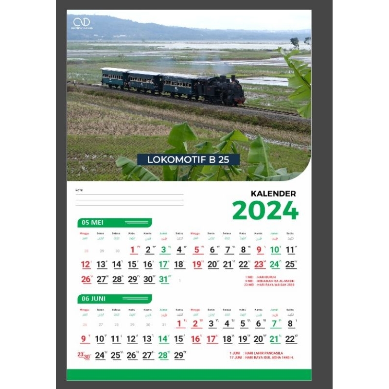 Jual Kalender Dinding 2024 Tema Kereta Lokomotif | Shopee Indonesia