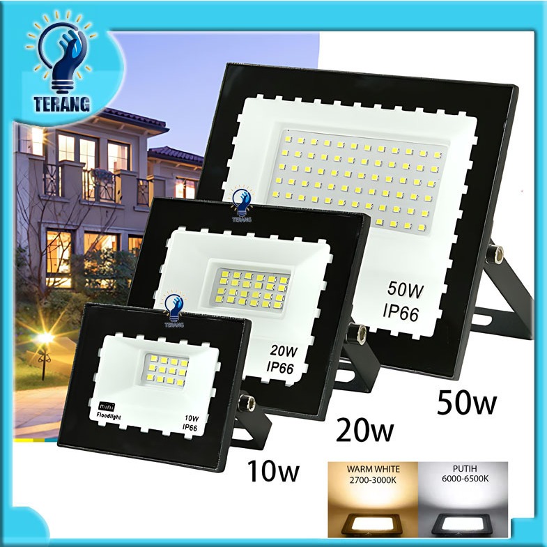 Jual LAMPU SOROT LED 10W 20W 50W IP66 WATERPROOF / LAMPU TAMAN LED FLOOD LIGHT / LAMPU TEMBAK ...
