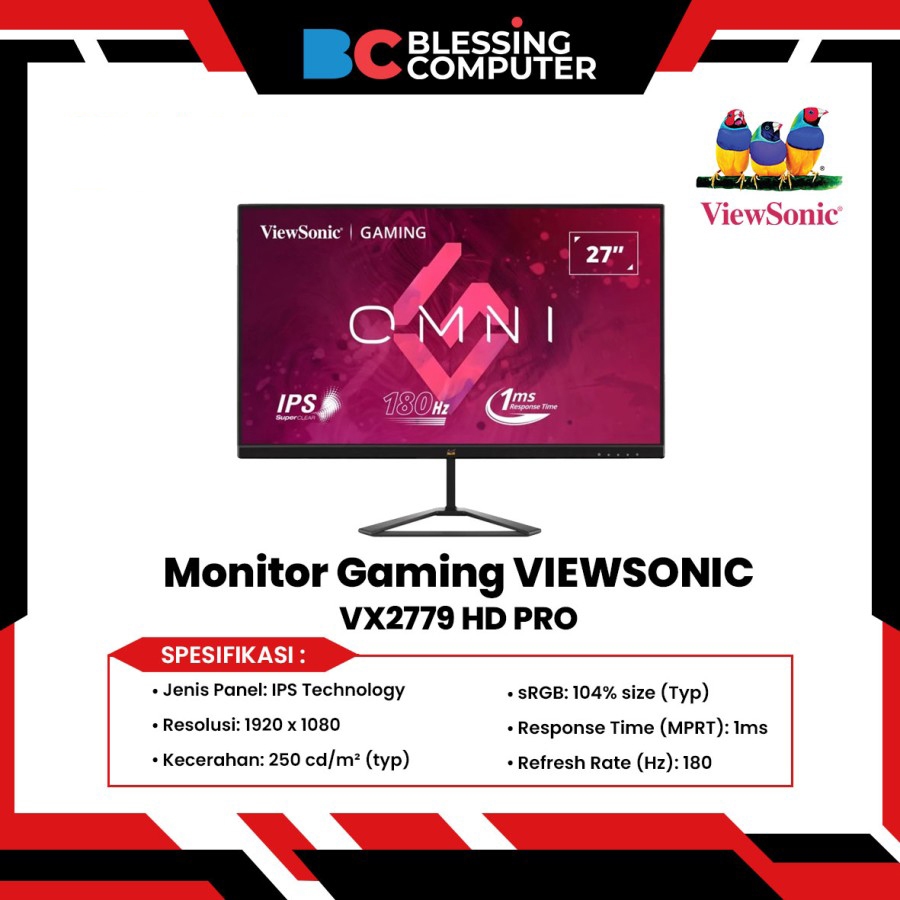 Jual Monitor Gaming VIEWSONIC VX2779 HD PRO IPS FHD 180Hz 1ms | Shopee Indonesia