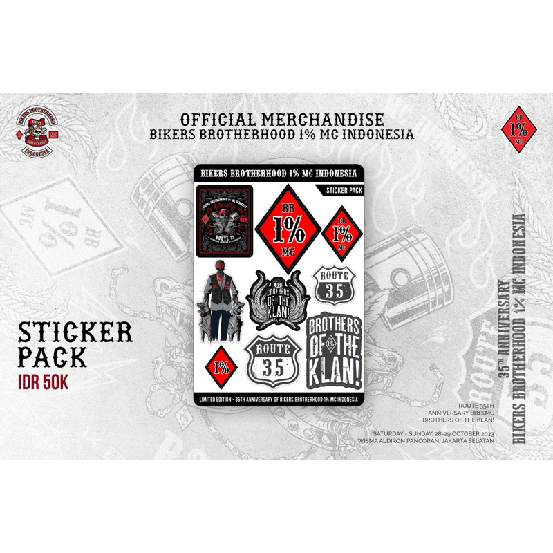 Jual STICKER PACK - 35th ANNIVERSARY BIKERS BROTHETHOOD 1% MC INDONESIA ...