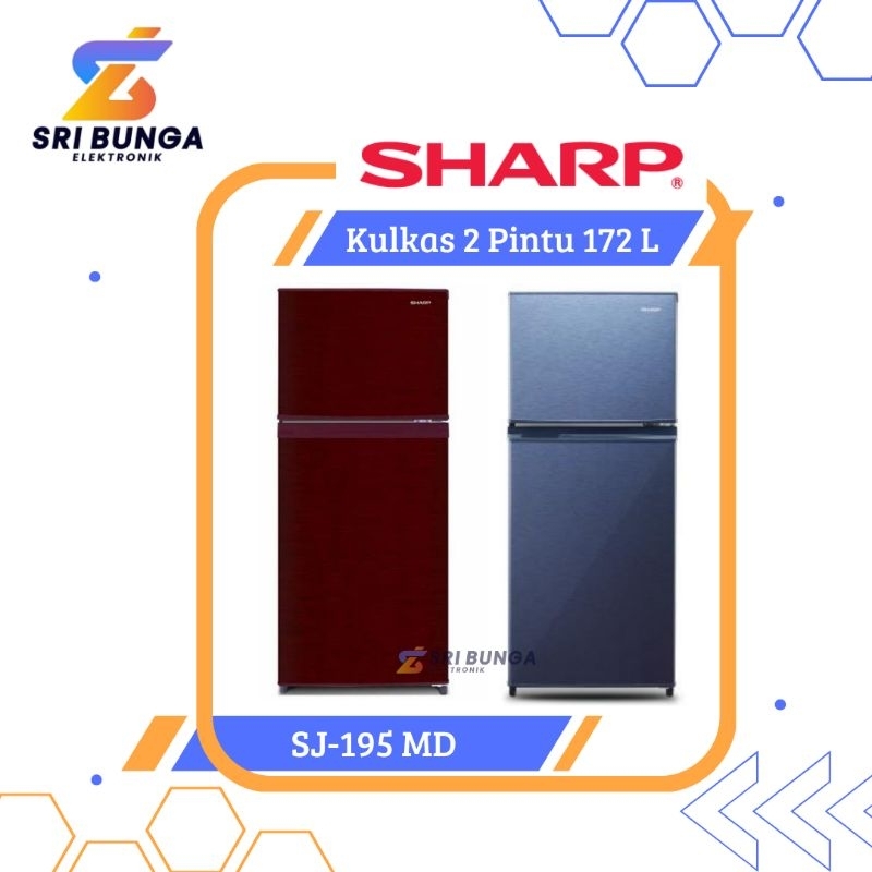 Jual Kulkas 2 Pintu Sharp SJ-195MD-SR/SG 195MN-HS 197ND 172 Liter ...