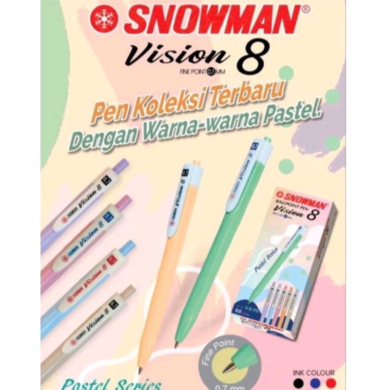Jual BULPOINT/BULPEN SNOWMAN VISION V-8 BODY PASTEL (12BIJI) | Shopee ...