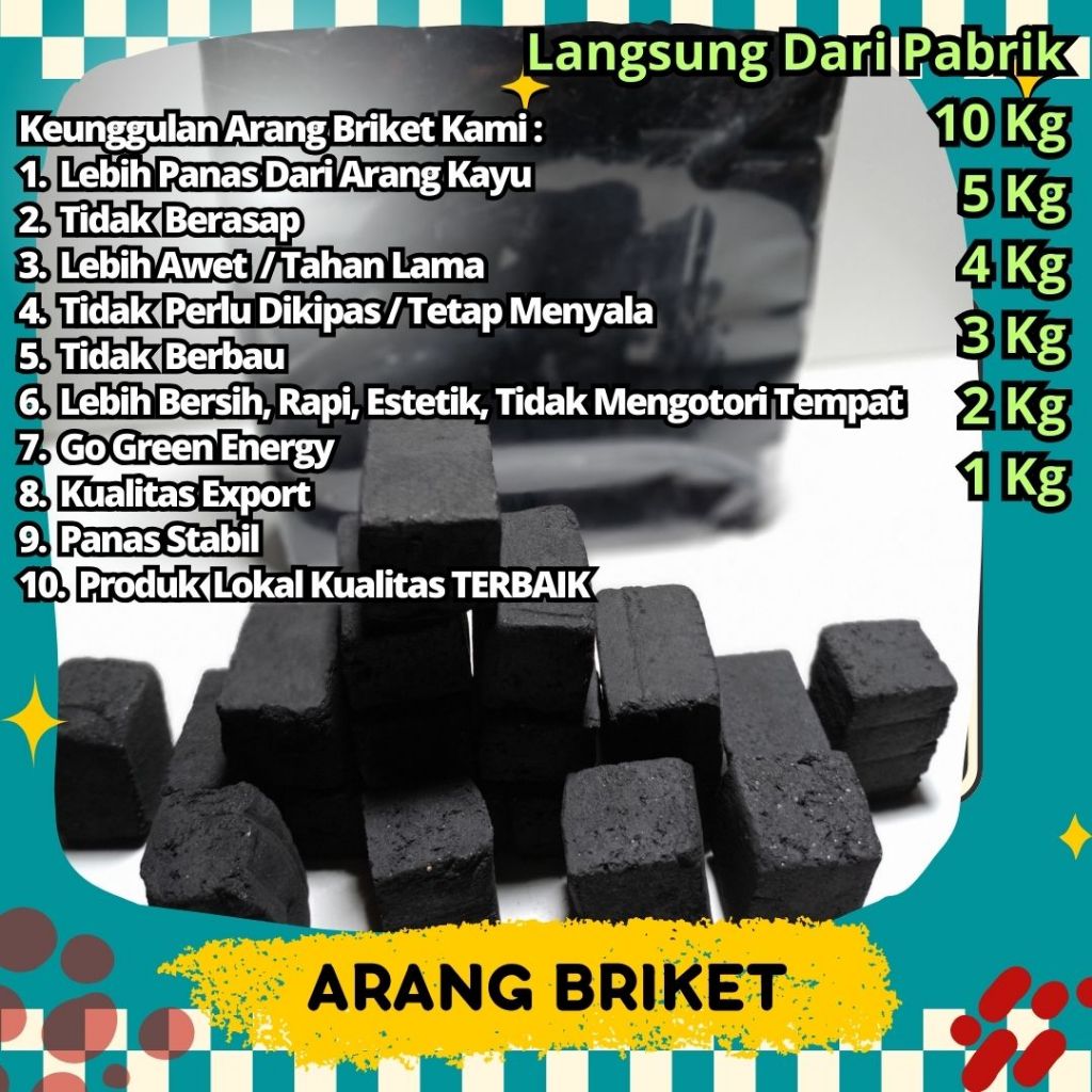 Jual Arang Briket 1Kg Arang Batok Kelapa Asli 1Kg | Shopee Indonesia