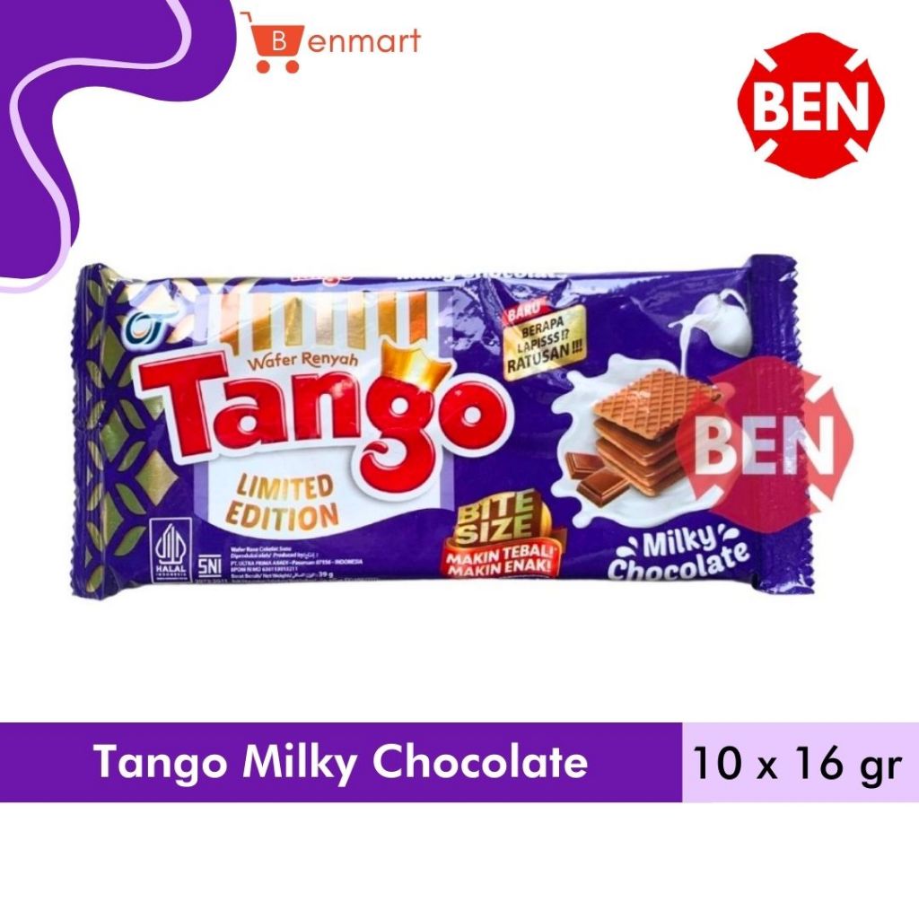 Jual Wafer Tango MILKY CHOCOLATE 1 Pak 10 Pcs 16gr Chocolate Coklat ...