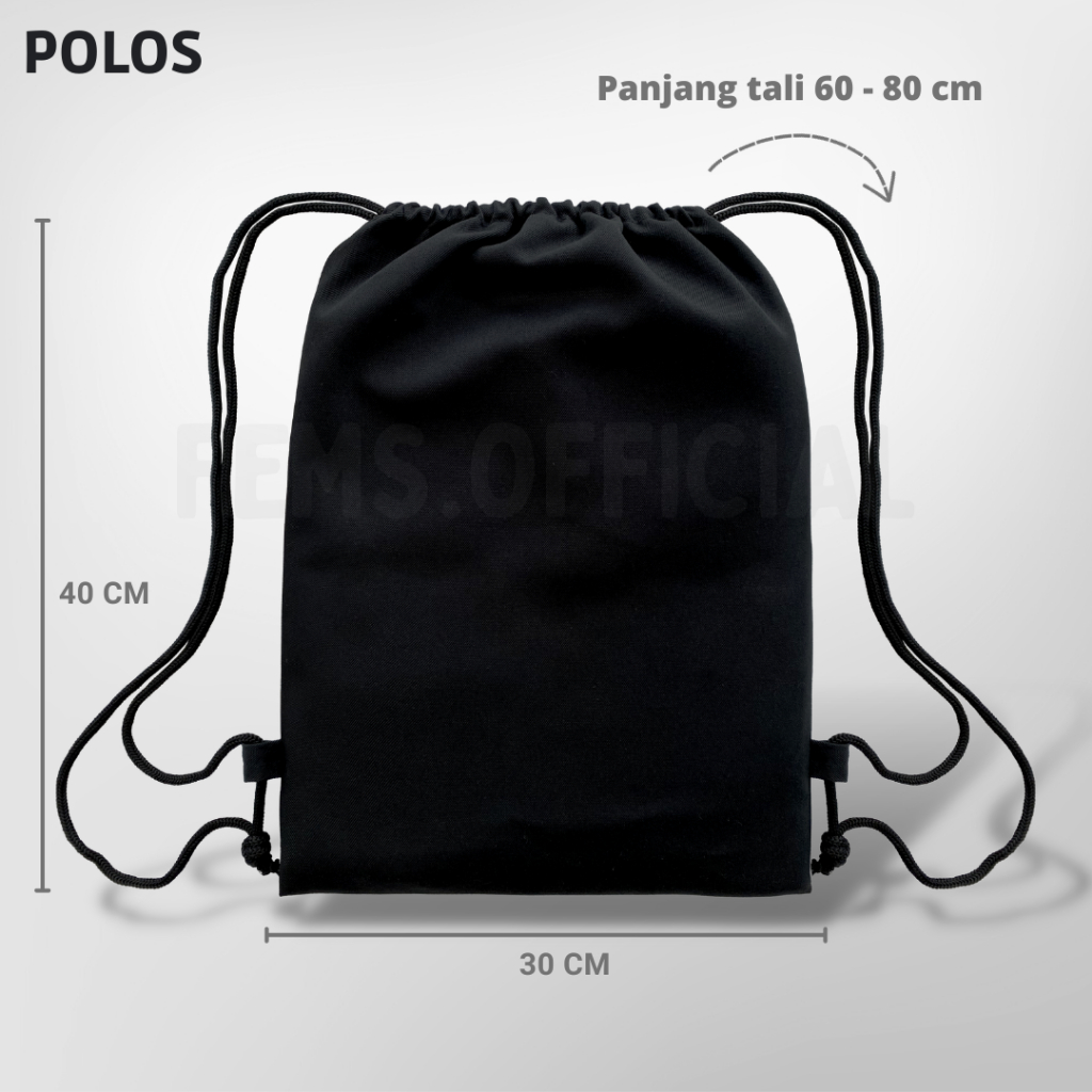 Jual Tas Serut Custom String Bag Desain Bebas Bahan Kanvas Twill Hitam ...