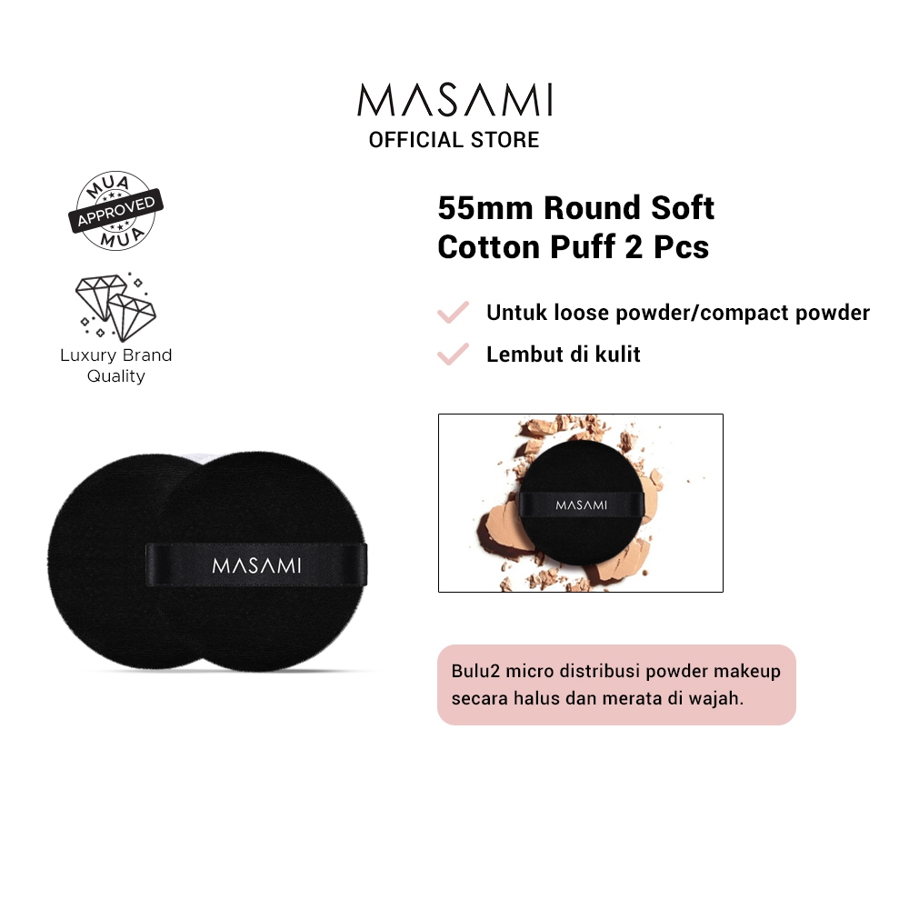 Jual Masami 2 Pcs 55mm Slim Cotton Puff / Spon Makeup / Puff Loose ...