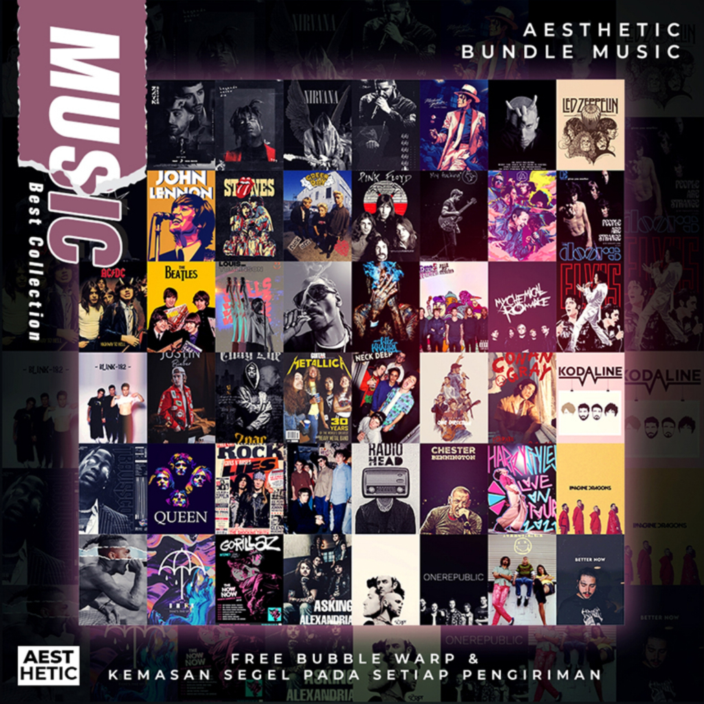 Jual Poster Dinding Aesthetic Bundle Music Isi 24/48 Poster | Poster ...