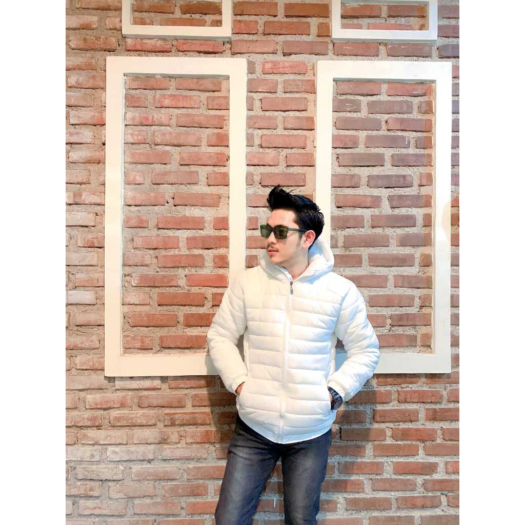 Jual JAKET PRIA PUFFER GELEMBUNG PUTIH BAHAN PERASUT ANTI ANGIN TEBAL ...