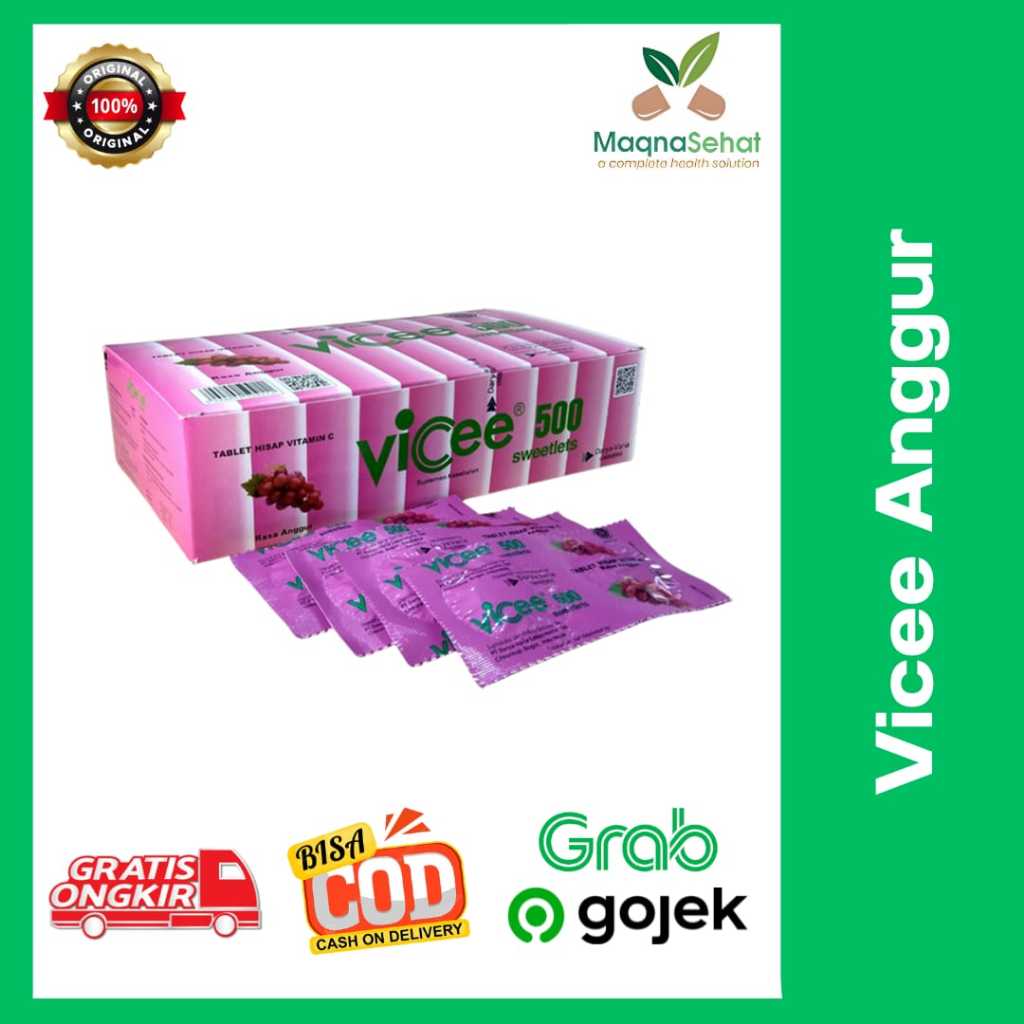 Jual Vicee Anggur 500 Tablet Hisap Vitamin C Strip isi 2 tablet / Daya ...
