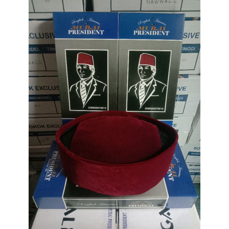 Jual (GROSIR) PECI MERAH MARON PRESIDENT ORIGINAL KOPIAH PRESIDENT ...