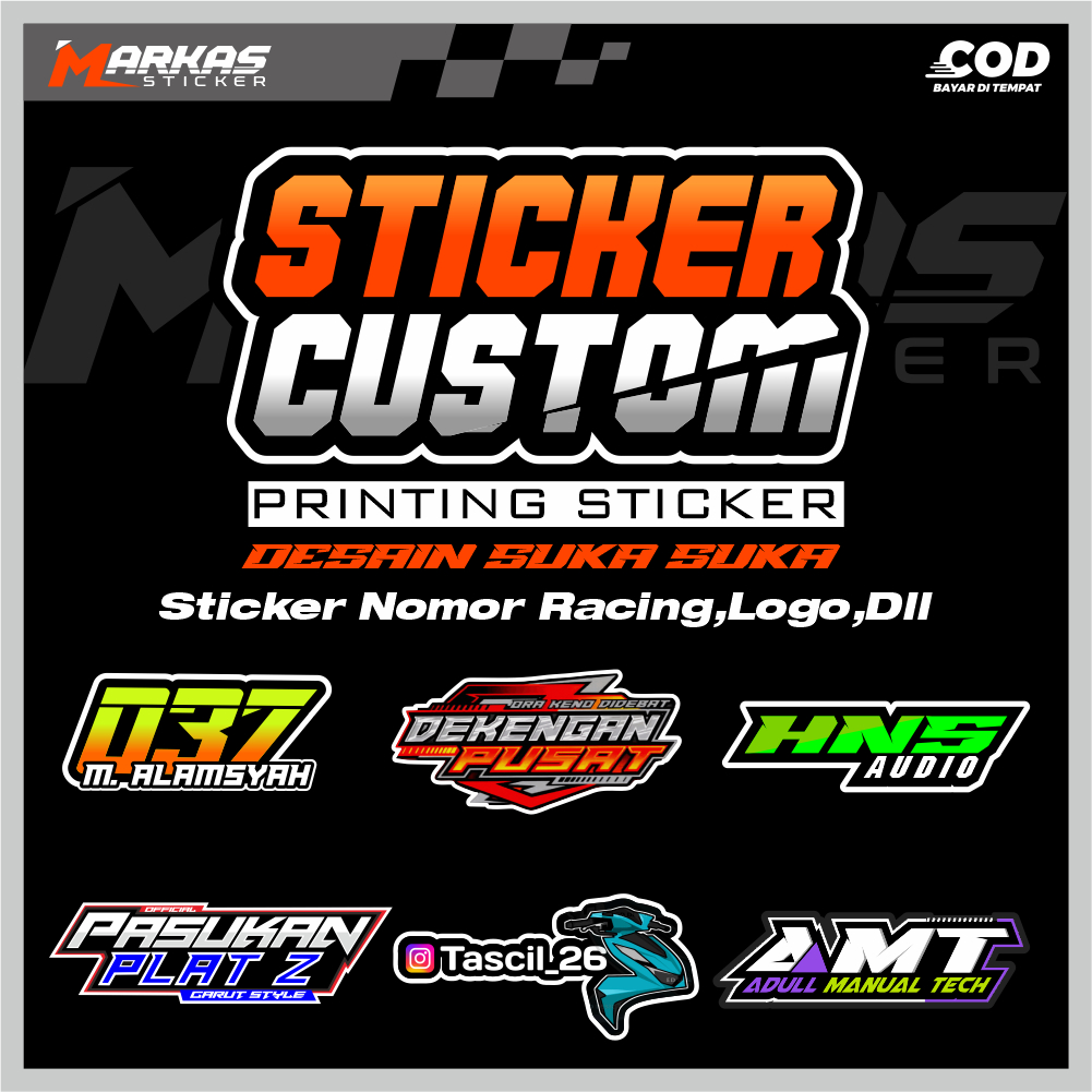 Jual Sticker custom desain suka suka Sticker logo nama racing sticker ...