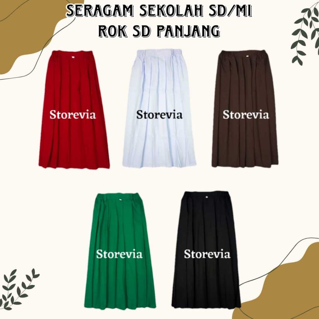 Jual Rok Panjang Sekolah SD Perempuan Seragam Sekolah SD MI Rok Panjang Rempel Lipit Merah ...