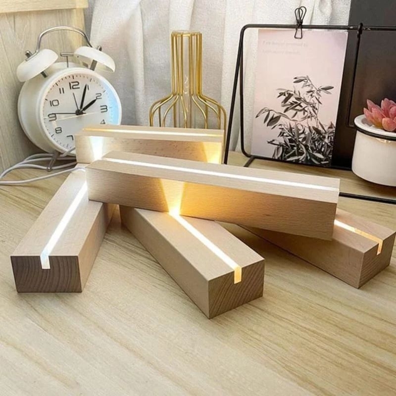 Jual STAND KAYU LED / KAYU PENYANGGA AKRILIK UK 2MM | Shopee Indonesia