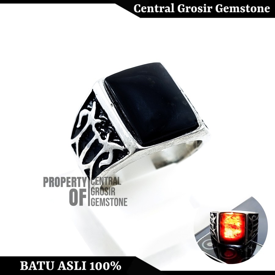 Jual Cincin Batu Akik Yaman Wulung Api Asli Natural Ring Perak Pria ...