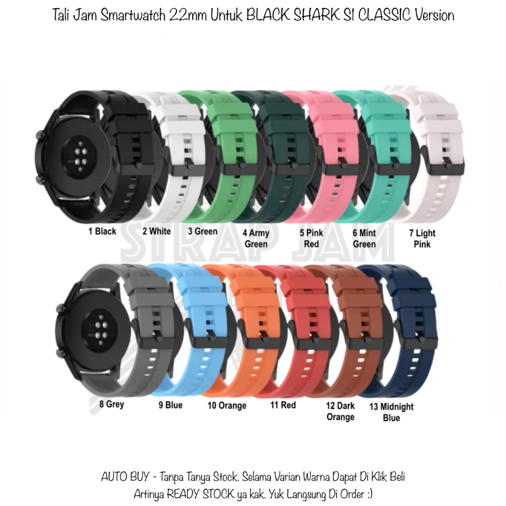 Jual Tali Smartwatch Black Shark S1 Classic - Strap Jam Tangan 22mm T2E ...