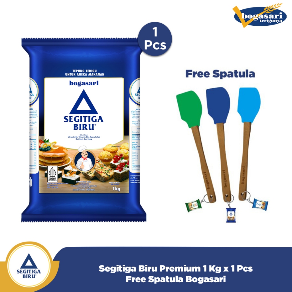 Jual Bogasari Segitiga Biru Premium 1 Kg x 1 Pcs + Spatula Bogasari ...