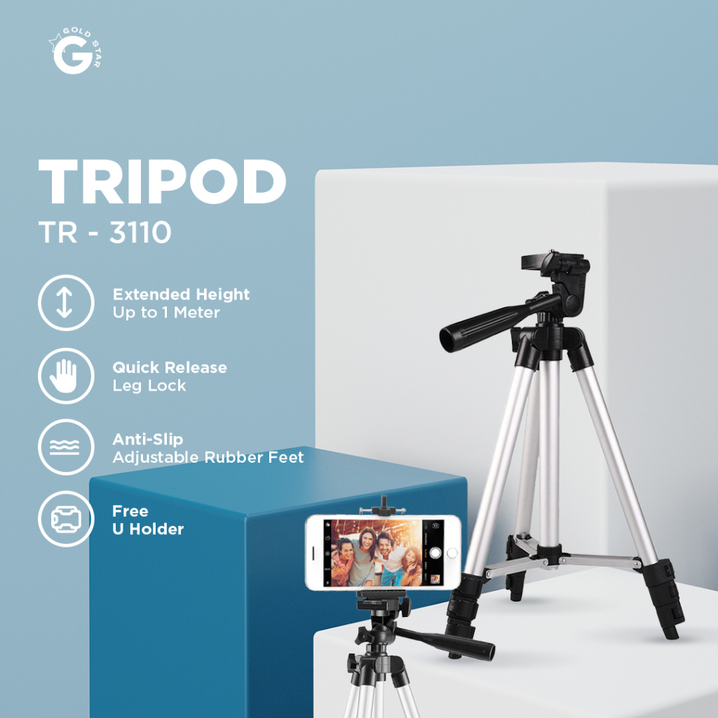 Jual HD-3110 Tripod Untuk Kamera Dan Handphone Up To 1 Meter Lengkap ...