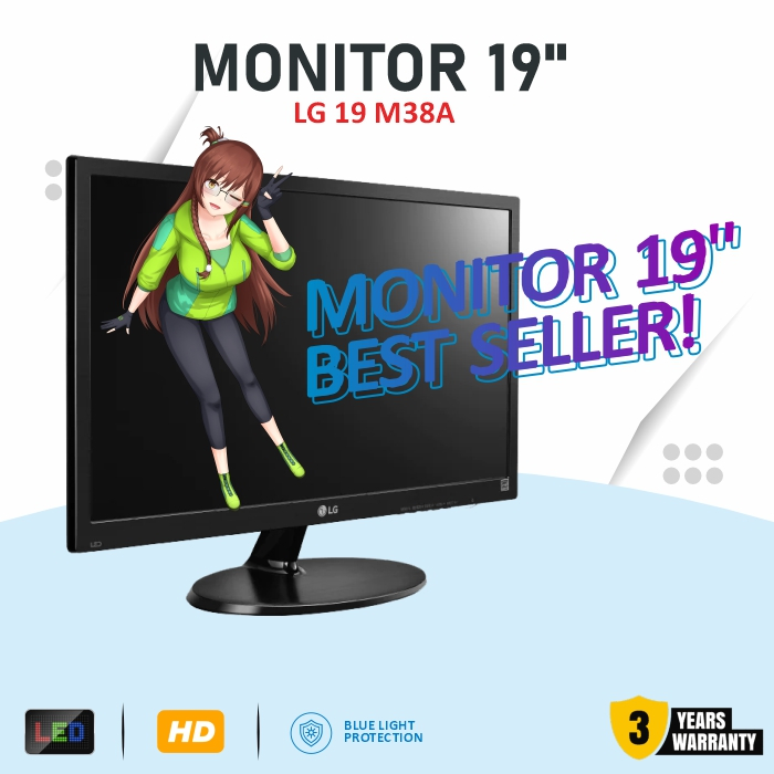 Jual Monitor LG 19 Inch LED Display 19M38A Flicker Safe | Shopee Indonesia