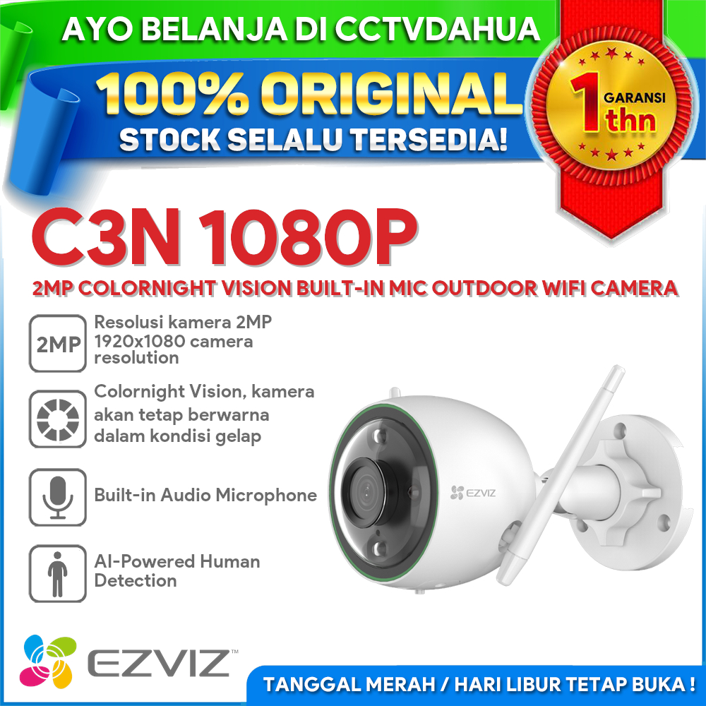 Jual EZVIZ C3N 1080P 2MP COLORNIGHT VISION BUILT-IN MIC OUTDOOR WIFI ...