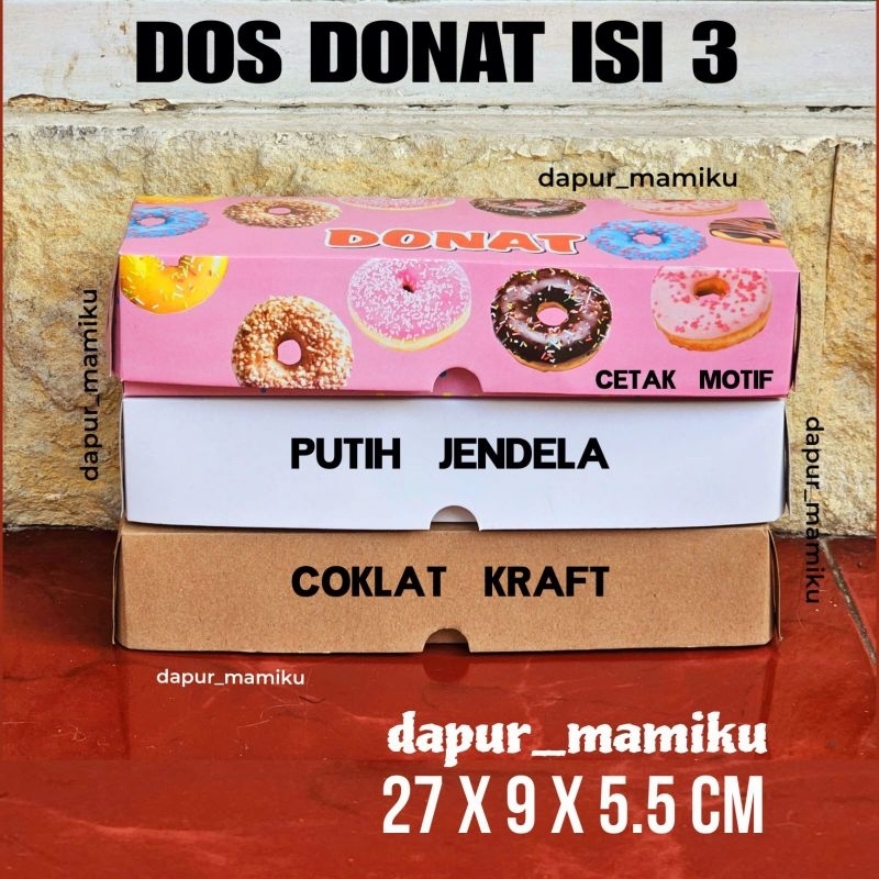 Jual Donat-3 Kraft / Pink / Putih / Kotak Dos Kue Cake Roti Donat isi 3 ...