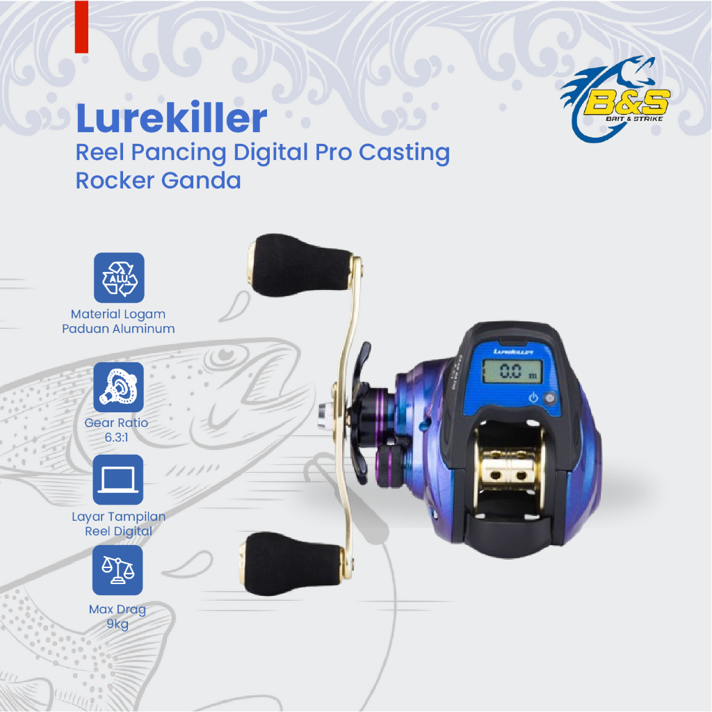 Jual Lurekiller Reel Pancing Digital Pro Casting Max Drag 9KG Rasio 6.3 ...