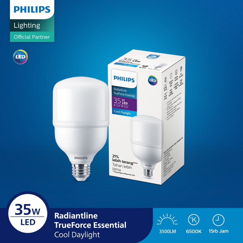 Jual Philips Lampu Bohlam Radiantline TForce True Force Essential 35W Putih | Shopee Indonesia