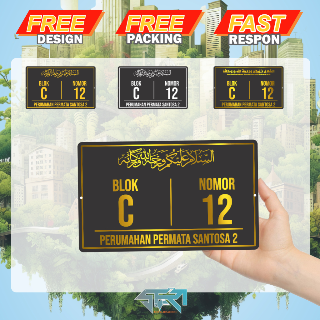 Jual Nomor Rumah Asalamualaikum Custom Papan Nomor Rumah Acrylic Nomor ...