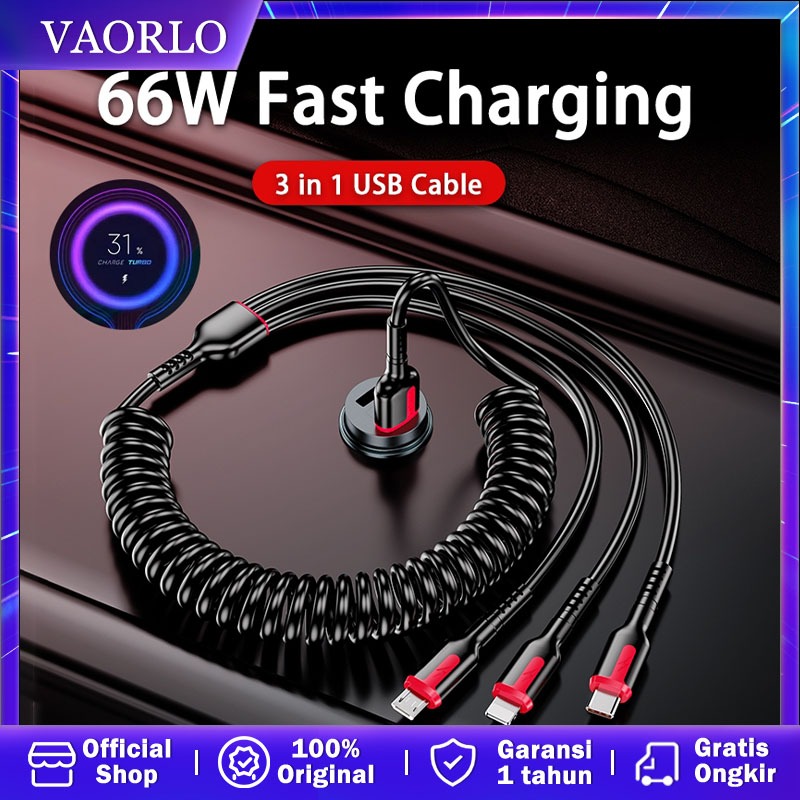 Jual Kabel Data 3 in 1 Type C/IOS/Micro 66W 6A Kabel Pegas data cable ...