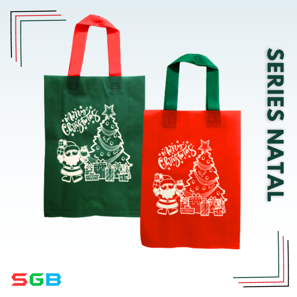 Jual 1 PCS - Goodie Bag Tas Spunbond Edisi NATAL UK Tali 25x35x8 / Tali ...