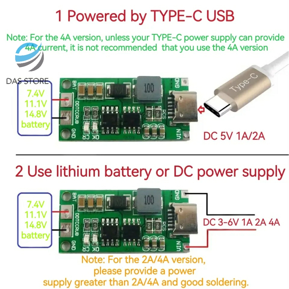 Jual Modul charger 2S 3S 4S lithium lipo Liion 3-6V USB type C 4 Ampere ...
