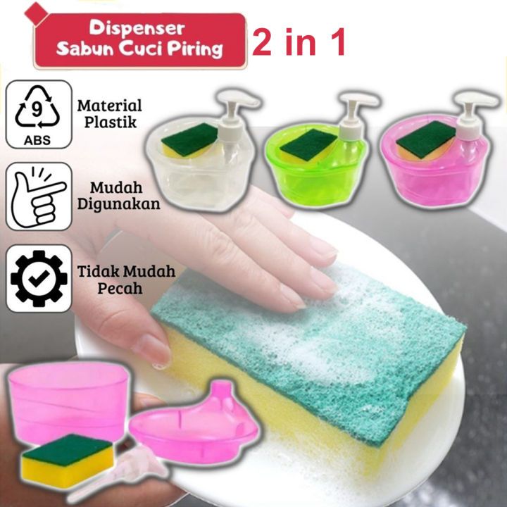 Jual Flash.acc Tempat Sabun Bulat 1000ml + Spons Cuci Piring (2in1 ...