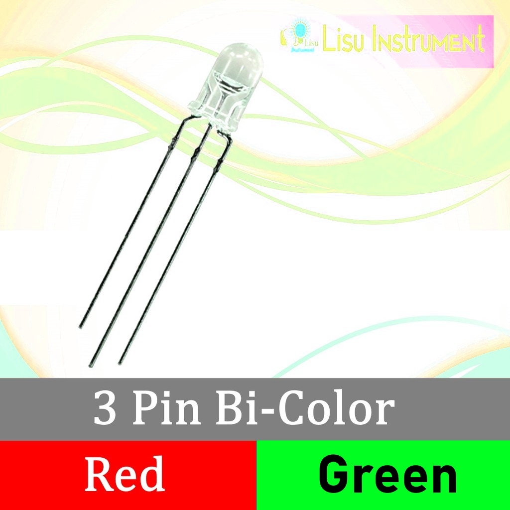 Jual 3Pin Red and Green Bi-Color 5mm atau 3mm Round Transparent LED ...