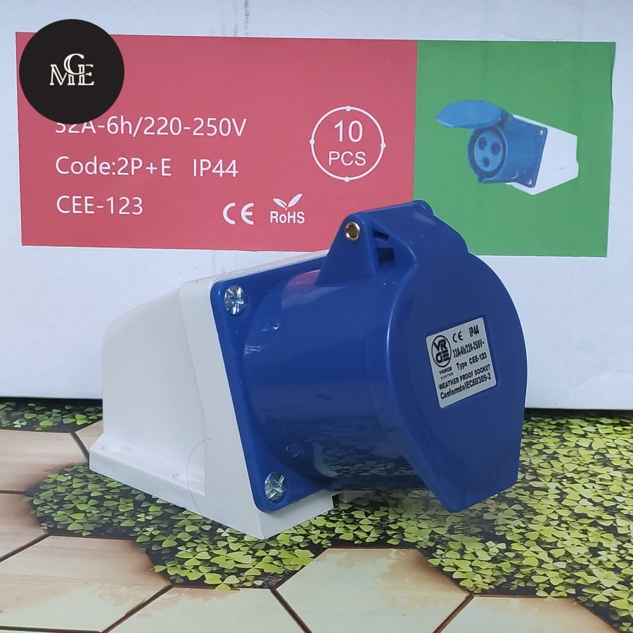 Jual Industrial Surface Socket 3 Pole 32 A CEE 123 3Pin Stop Kontak Genset | Shopee Indonesia