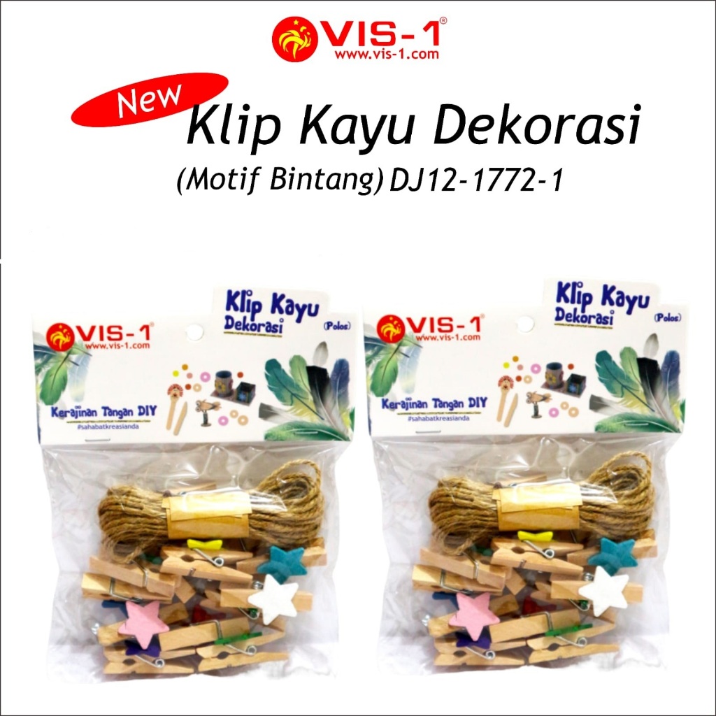 Jual Klip Kayu VIS-1 Motif / Penjepit Foto / Wooden Klip / Klip Jepit ...